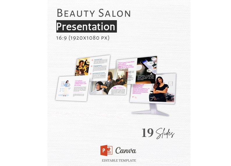 Beauty Salon Presentation Template Canva and Powerpoint, Hair Nail Spa ...