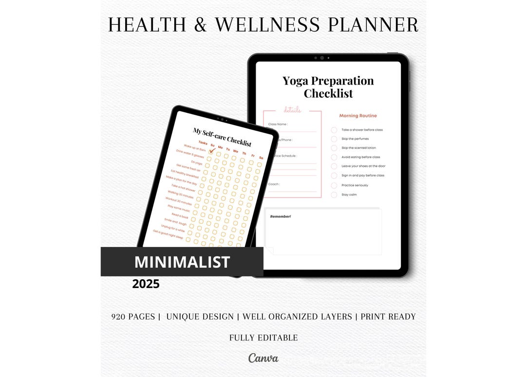 Health & Wellness Planner Template: Customizable in Canva (digital ...