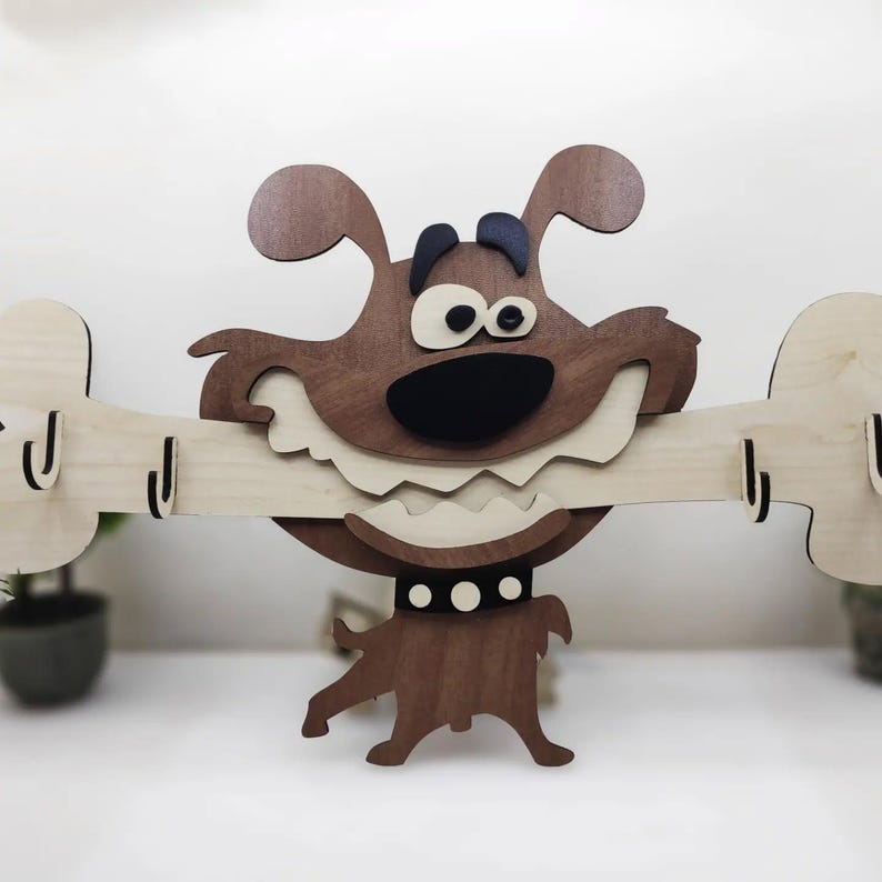 Colgador de llaves de perro con hueso, archivo cortado a láser ...