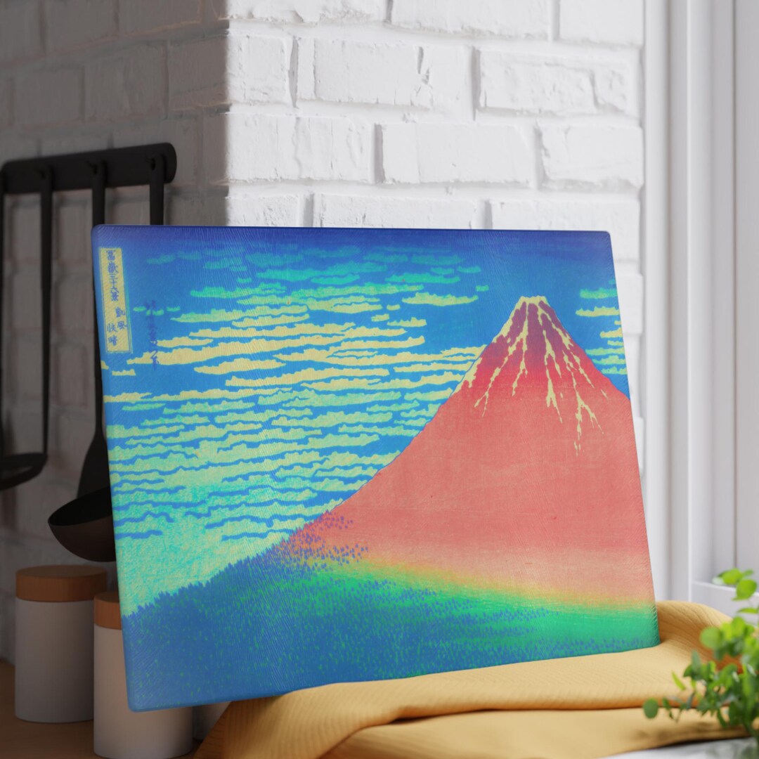 Japan Ukiyo E Mt. Fuji Glass Cutting Board , Kitchen Art, Gift for ...