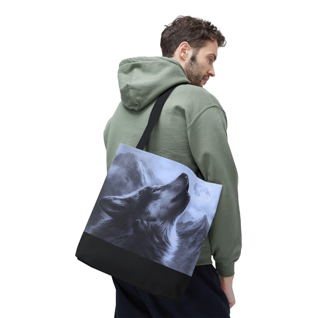 The Modern Wolf Howl Tote Bag, Howling Wolf Tote Bag ,AOP, Animal Lover ...