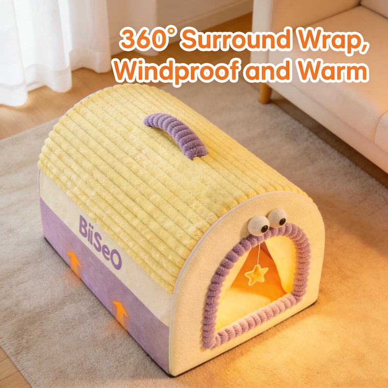 Handmade Monster Cat Cave Bed – Plush Kitten House With Star Toy - Etsy