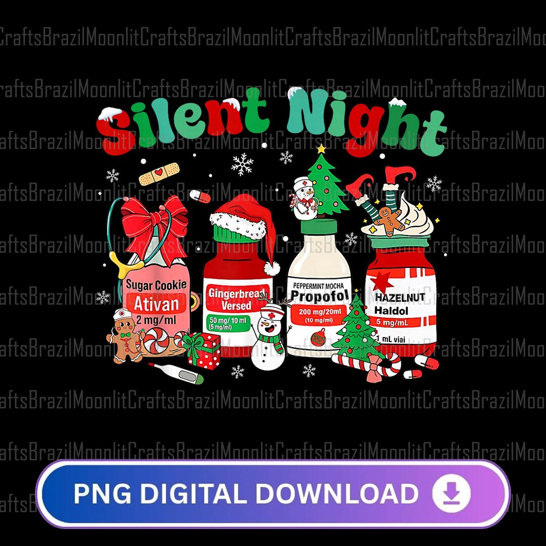 Retro Propofol Silent Night PNG, Funny ICU Nurse Christmas Clipart ...