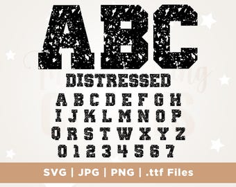 Distressed Font SVG, Grunge Alphabet Number Set (ttf, Png, Dxf) - Etsy