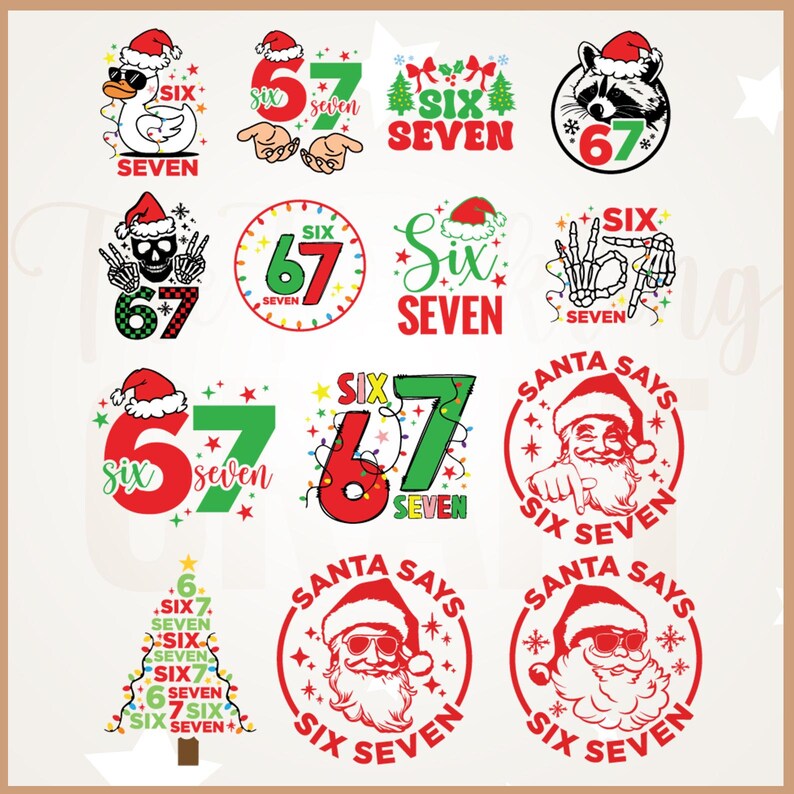 Funny Christmas Meme SIX Seven SVG Bundle, Cricut, Png, Svg ...
