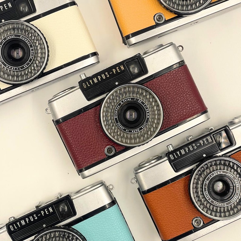 Vintage Olympus Pen Ee-3，refurbished 35mm Film Camera，turquoise/taupe ...