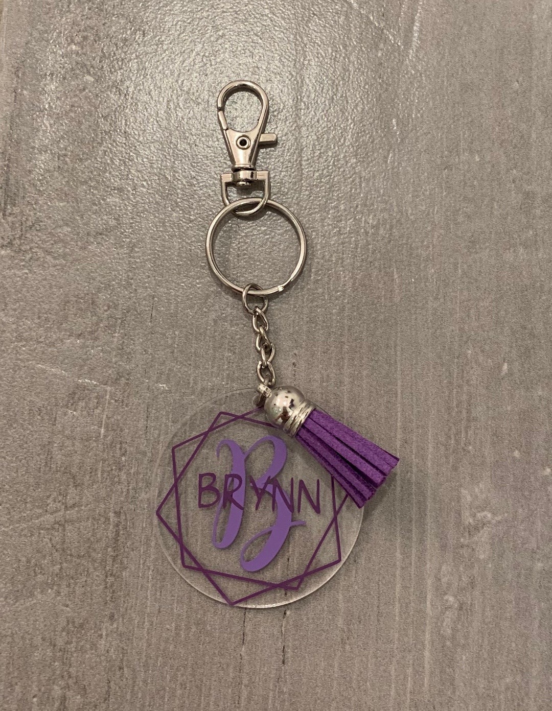 Personalized 2 Round Keychain With Tassel 2 - Etsy