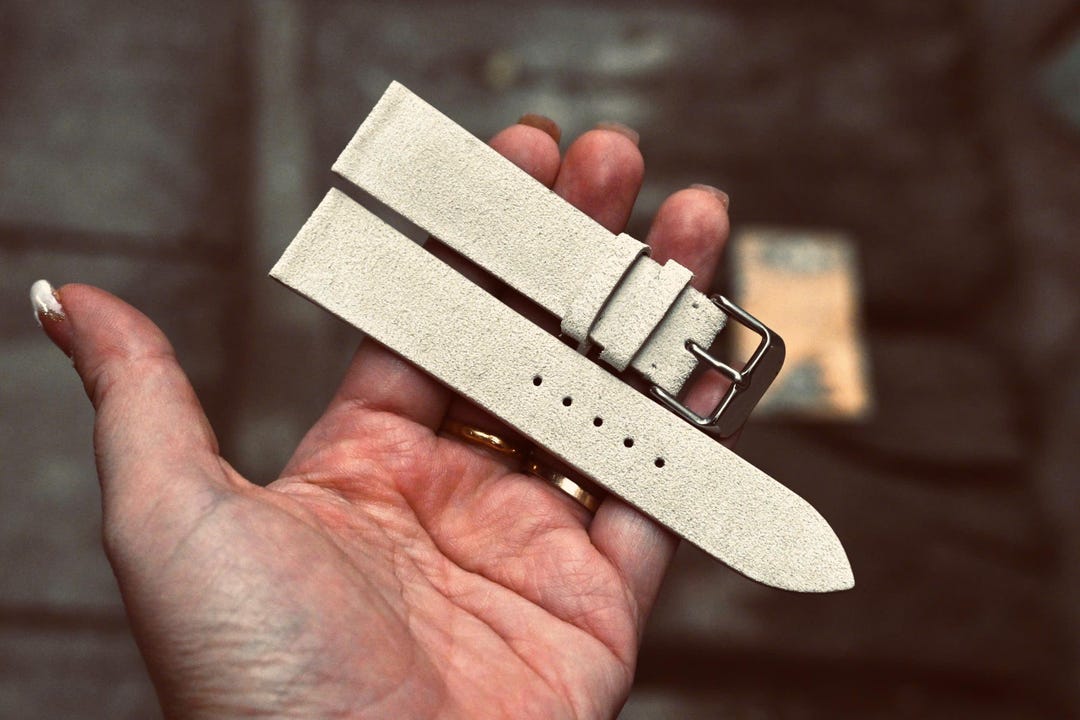 Slim Cream Suede Leather Watch Strap, Customizable Slim Band, Gift ...