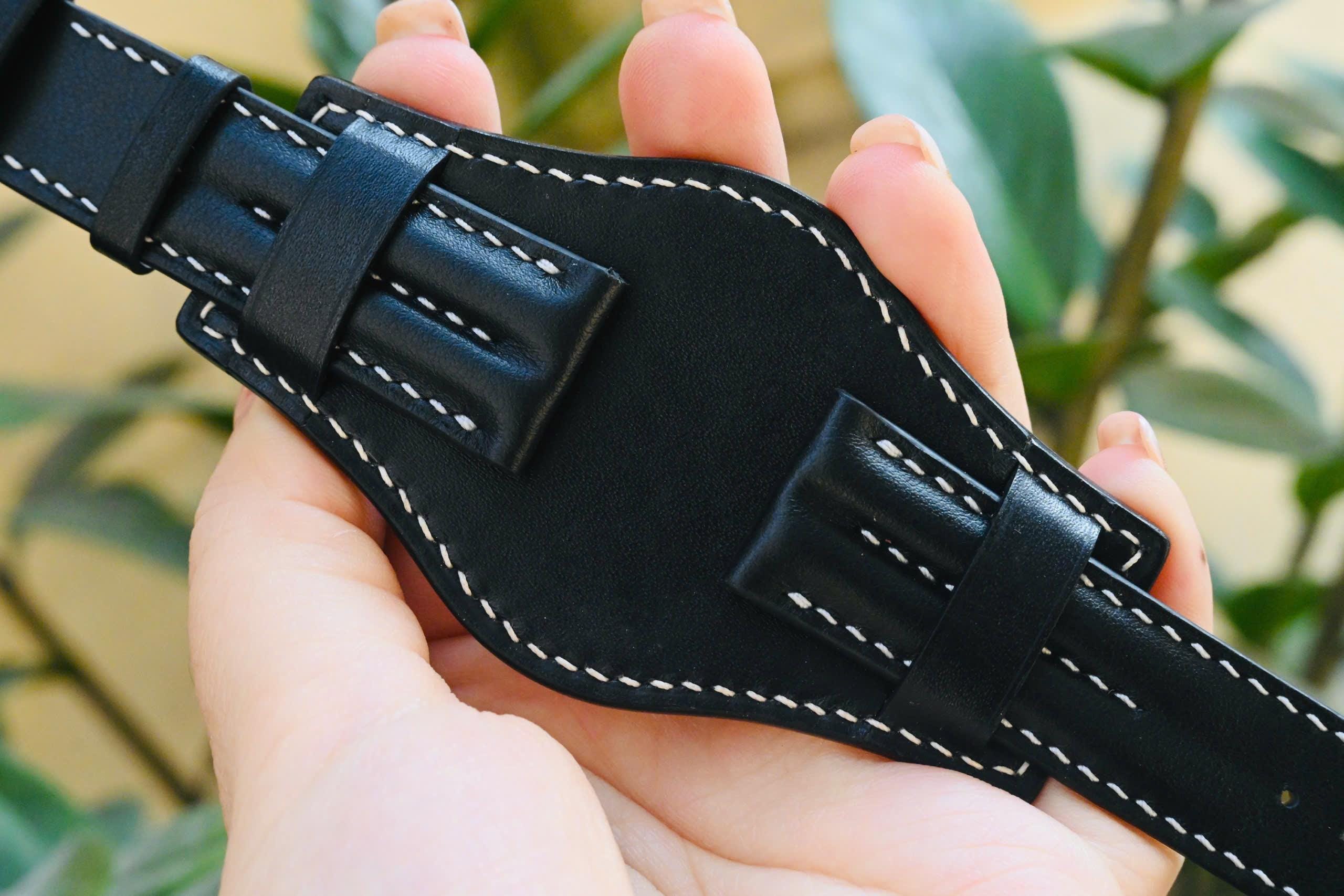Handmade Bund Strap Band, Black Buttero Leather Watch Strap, Double ...
