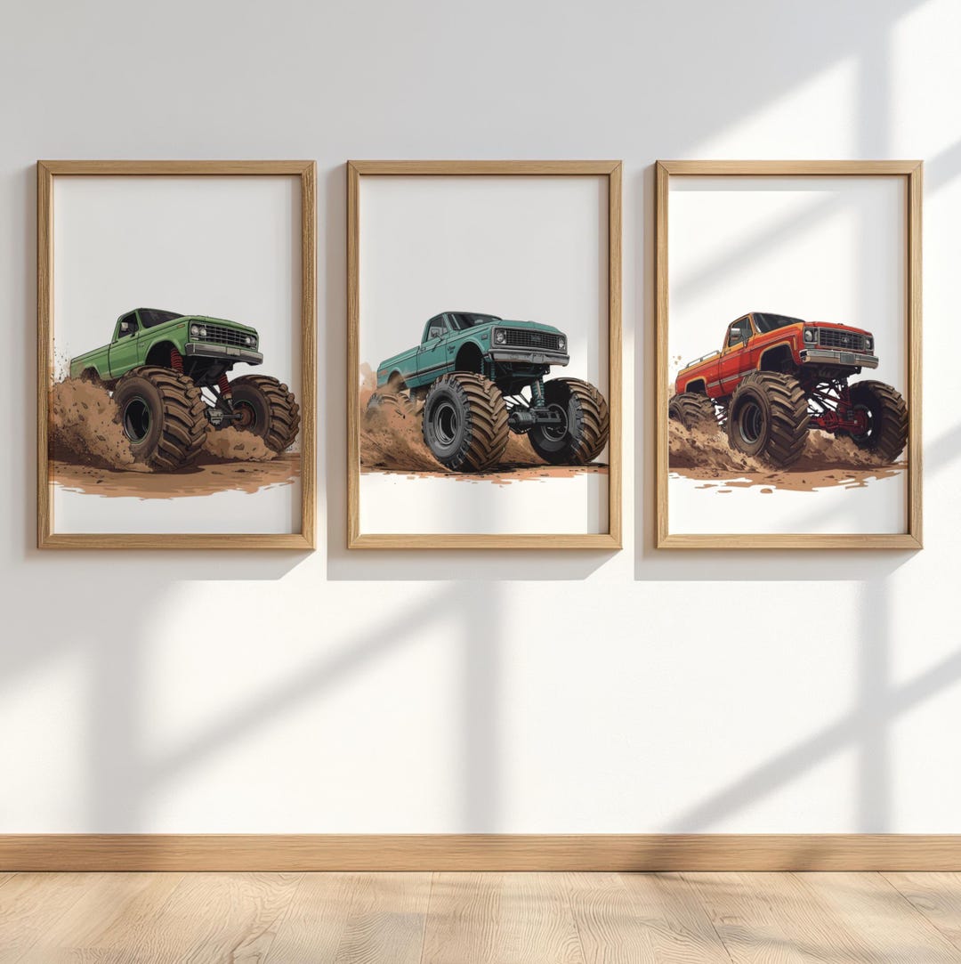 Monster Truck Wall Art, Lifted Vintage Pickup Truck, Digital Prints - Etsy
