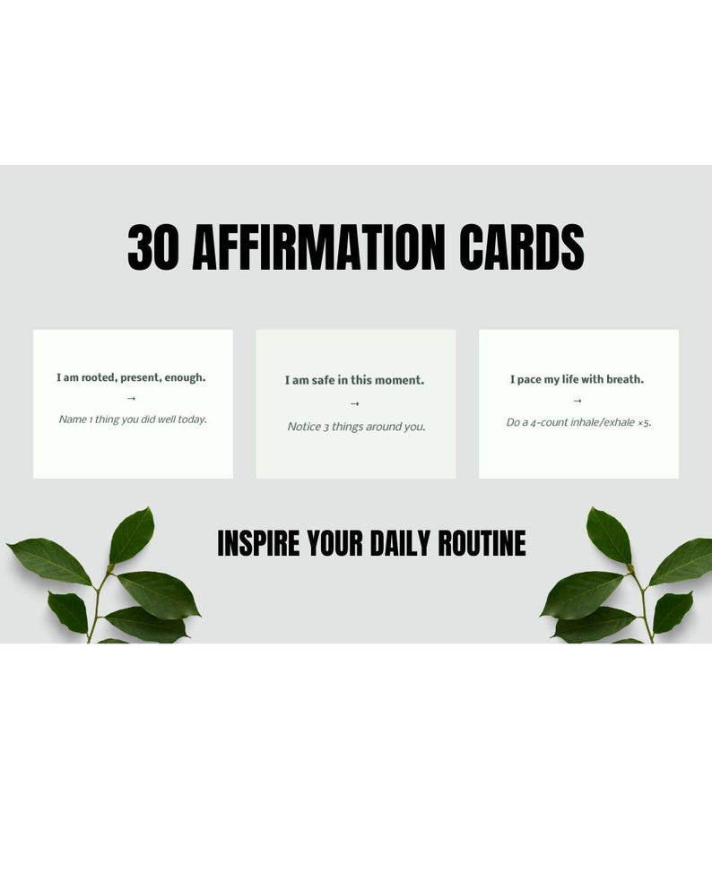 Printable Affirmation Cards | 30-card Mindfulness & Self-care Deck ...