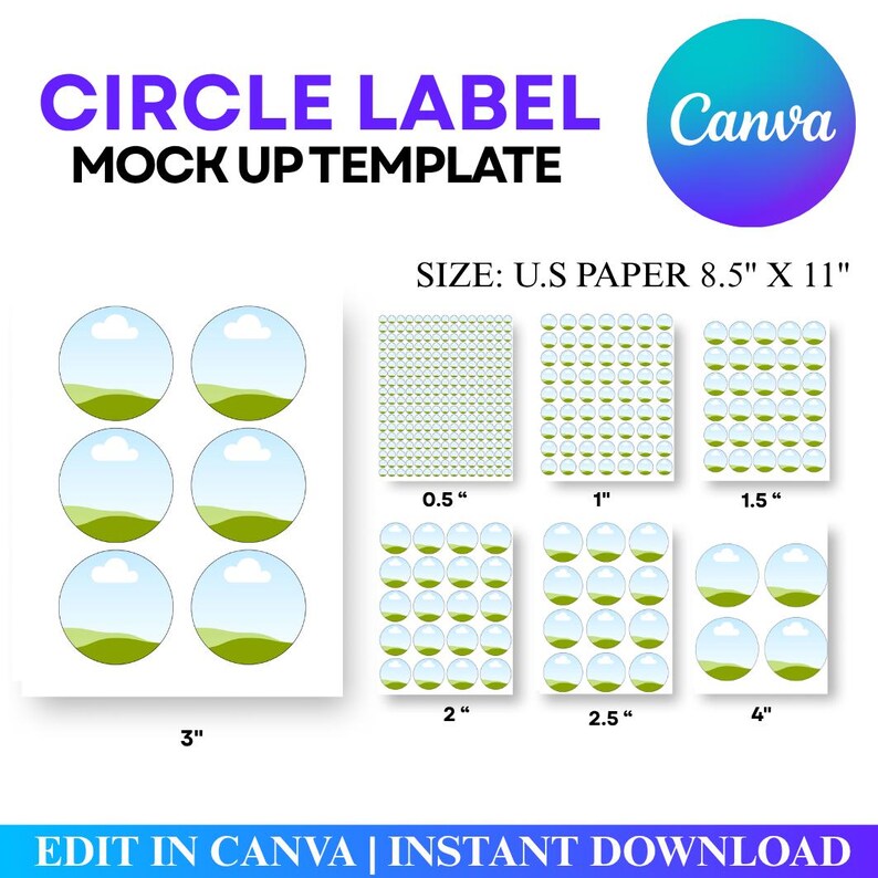 Circle Label Mock up Template in Canva - Etsy