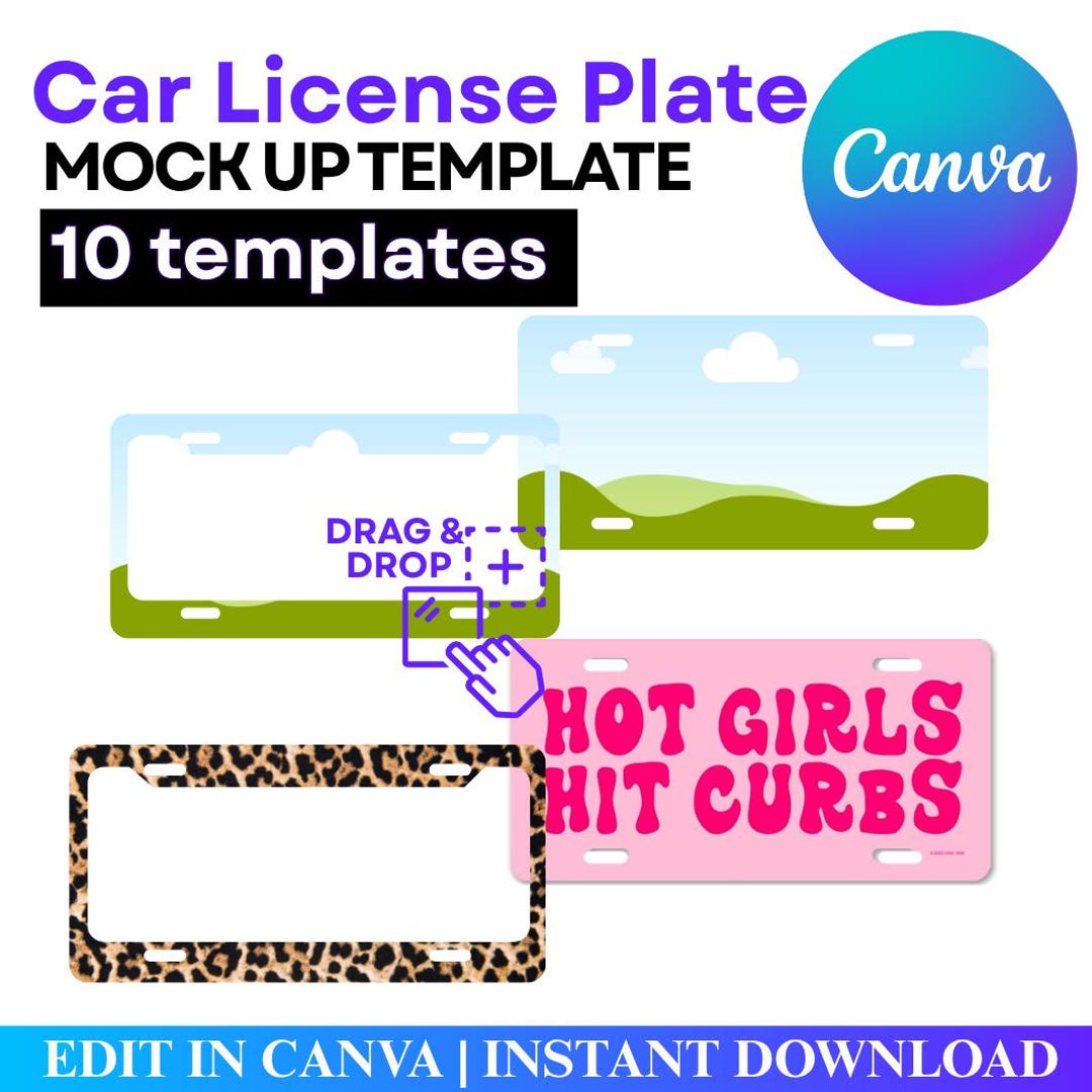 Car License Plate Frame Mockup Template: 10 Canva Templates (digital ...