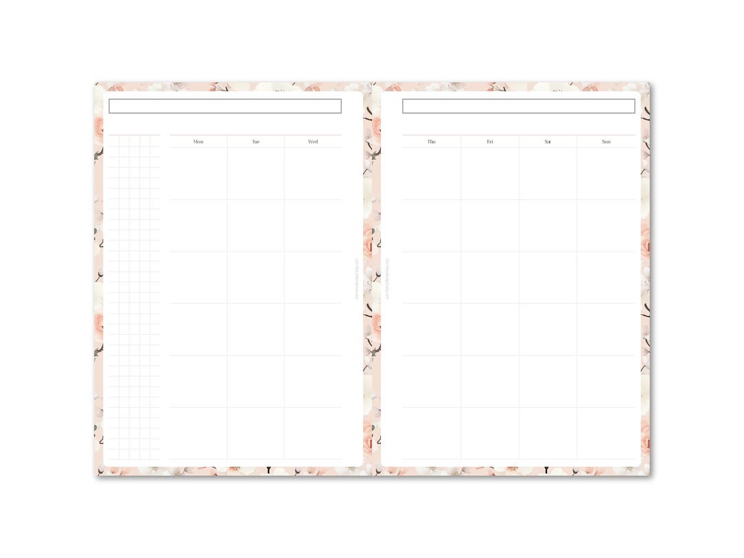 Undated Monthly Calendar Two Page Spread - Etsy