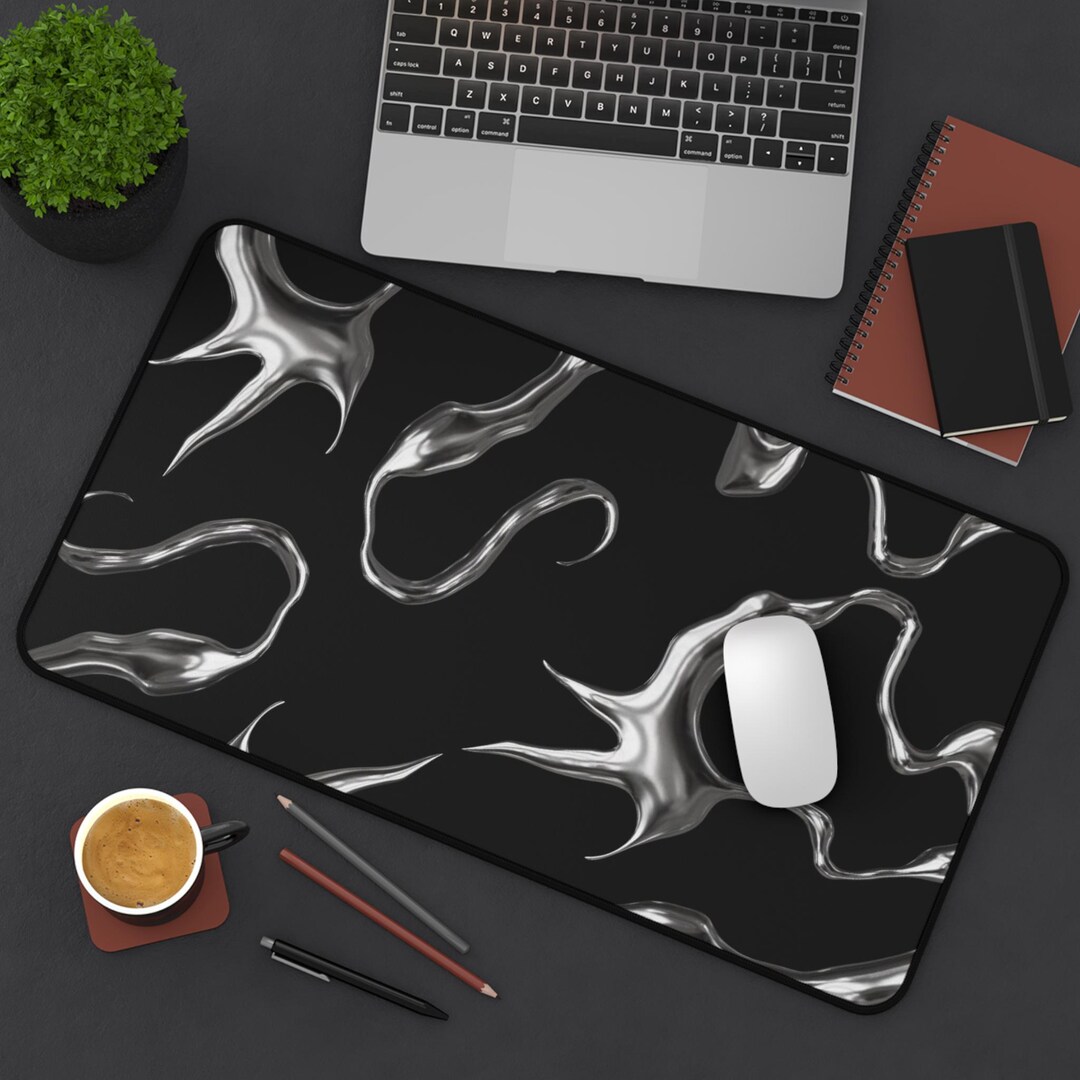 Abstract Chrome Desk Mat: Y2K Mousepad, Retro Office Decor - Etsy