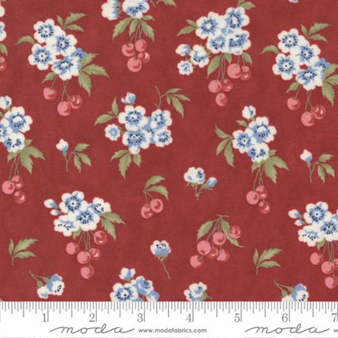 ISABELLA Red Cherry Blossoms by Minick & Simpson, by Moda 100% Premium ...