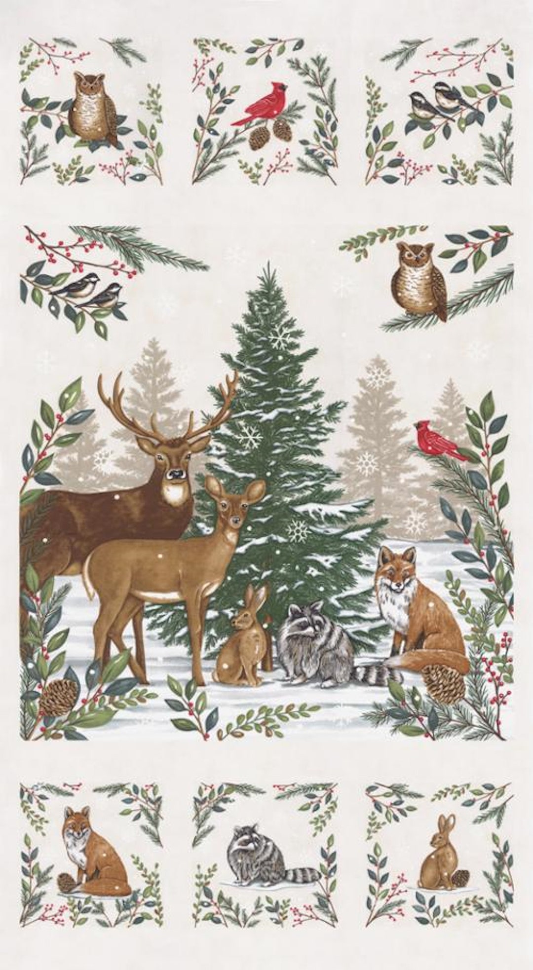 WOODLAND WINTER PANEL by Deb Strain for Moda 56099 11, 24x44 for Each ...