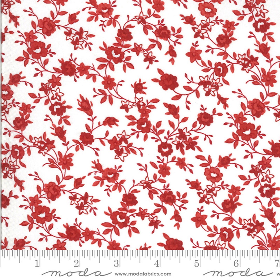 End of Bolt 27x44/45, ROSELYN Flower Vine Cream Red by Minick & Simpson ...