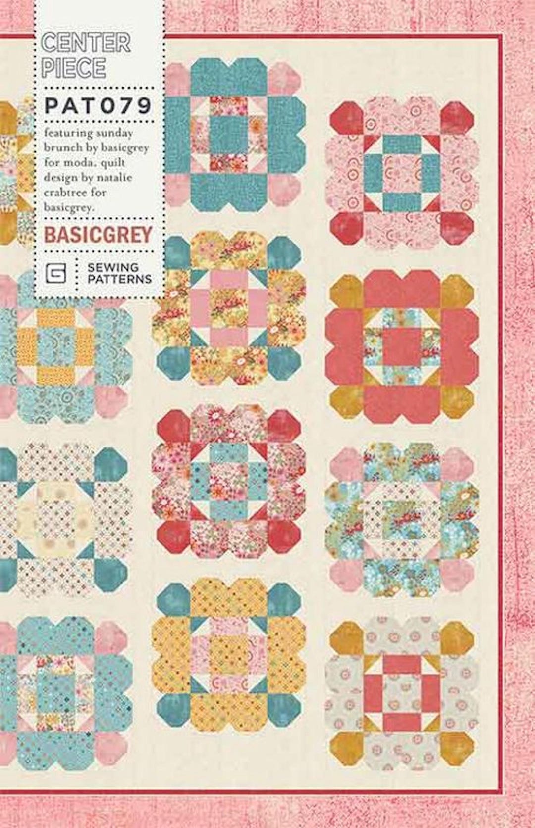 CENTER PIECE Quilt Pattern, PAT079 by Basicgrey, 74"x78", Features Sunday Brunch - Etsy