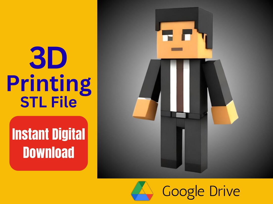 Blocky Business Figure STL File | Pixel Art Style 3D Model | Digital ...