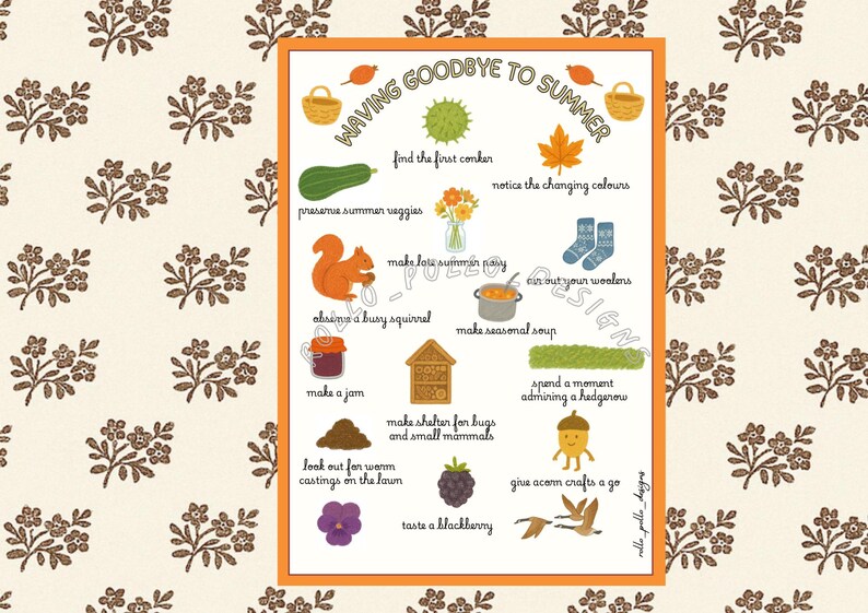 Goodbye Summer Checklist | Countryside Nature Printable | Autumn ...