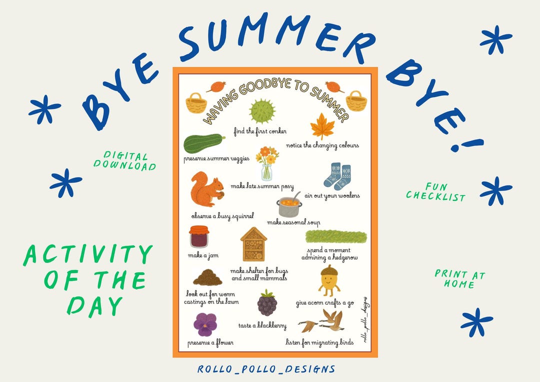 Goodbye Summer Checklist | Countryside Nature Printable | Autumn ...