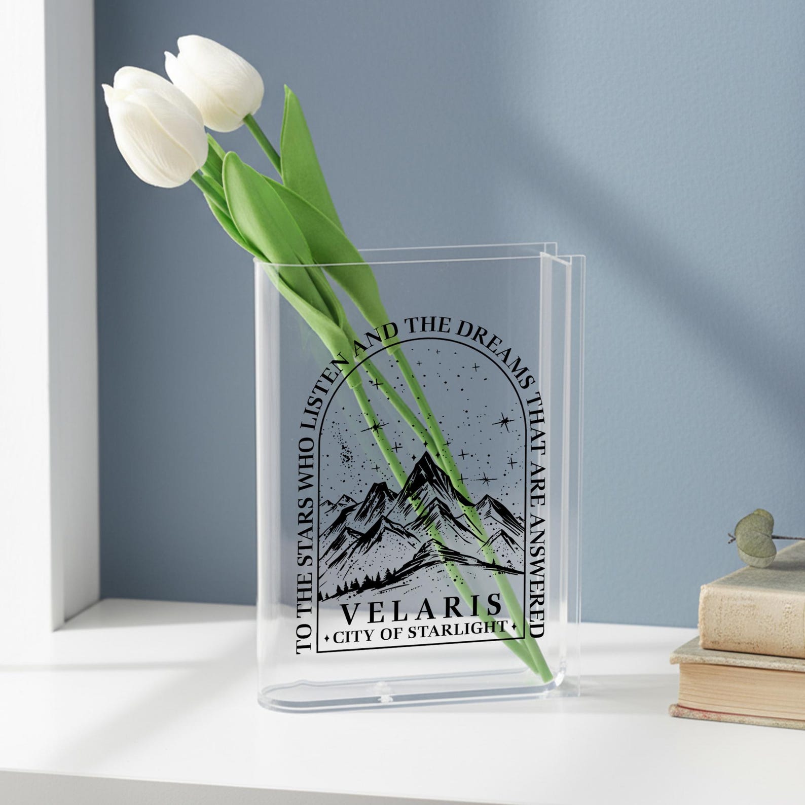 ACOTAR Velaris City of Starlight Night Court Acrylic Book Vase, Fantasy ...