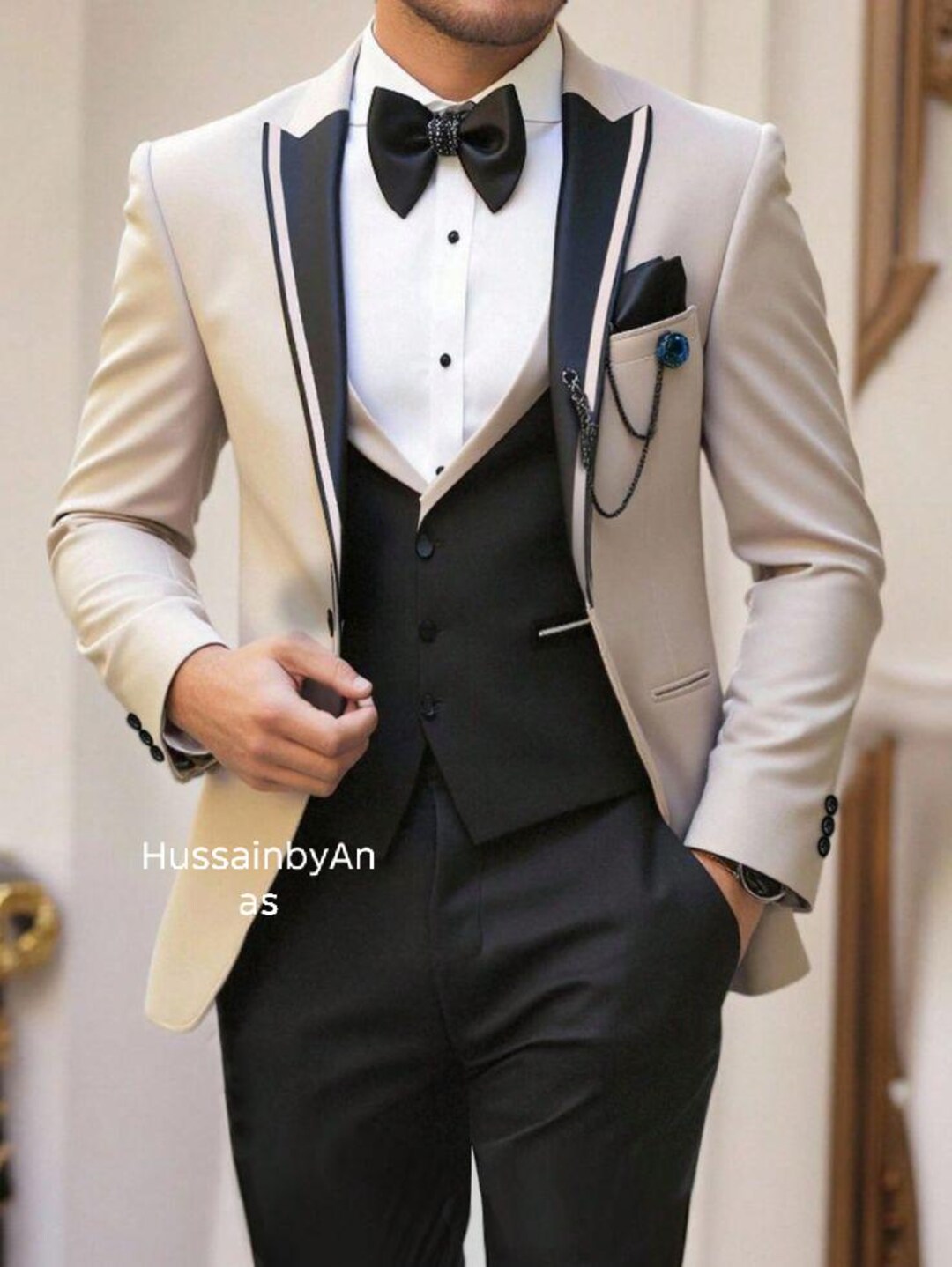 Cream Tuxedo Suit | Slim Fit 3-piece Wedding Suit - Etsy