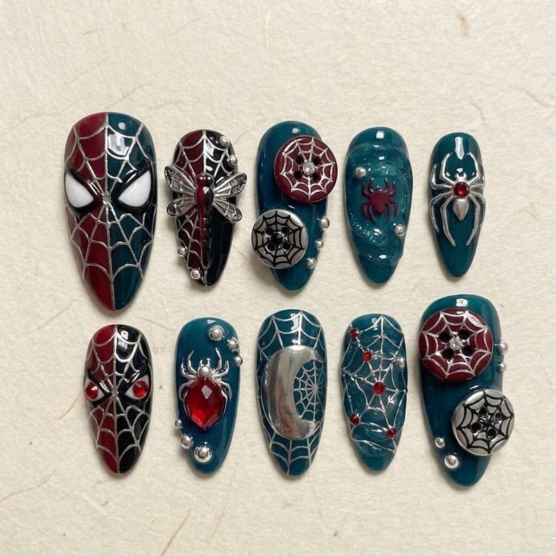 Spiderman Nails - Etsy