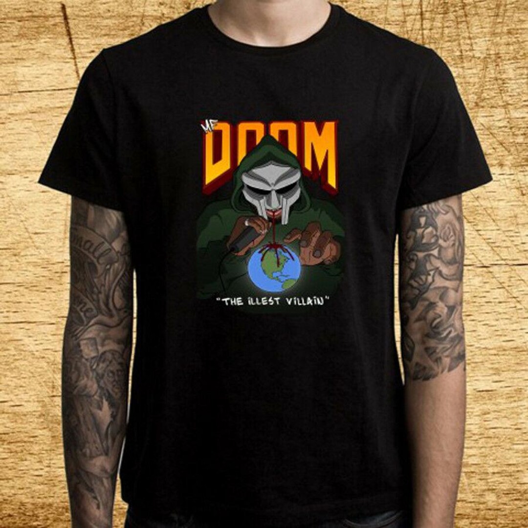 New MF Doom Hip Hop the Illest Villain Logo Mens Black Tshirt Size S3XL ...