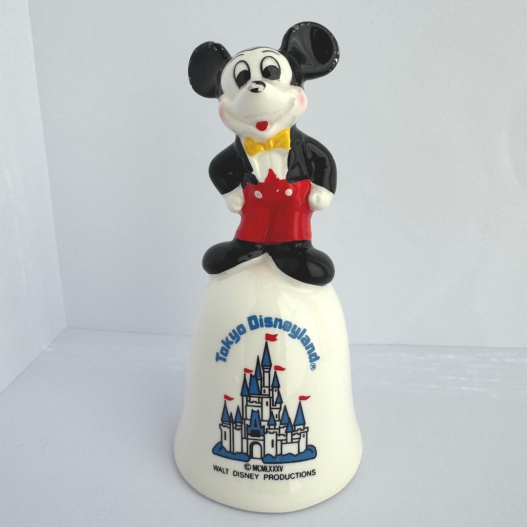 Vintage 1985 Disney Mickey Mouse Ceramic Hand Bell, Tokyo Disneyland ...