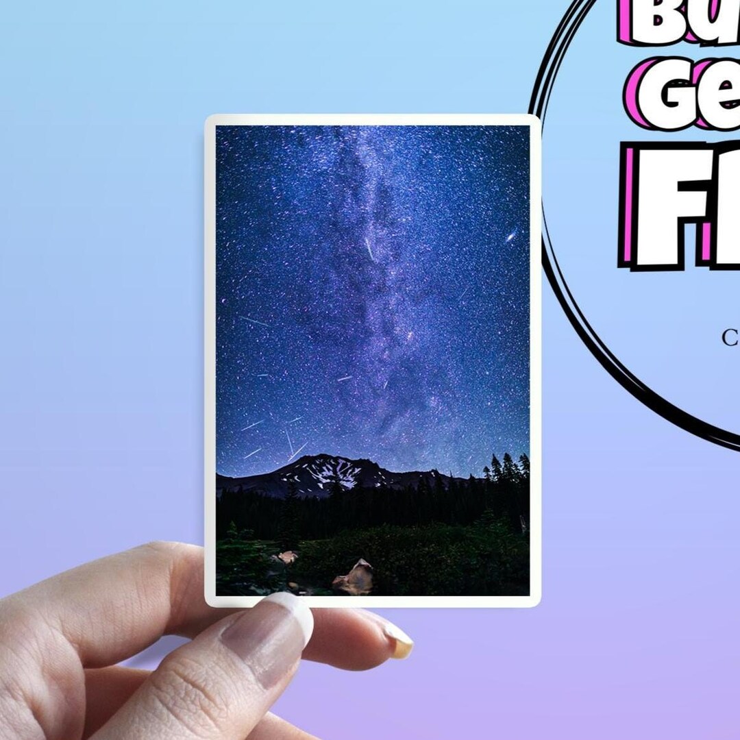 Meteor Shower Sticker: Mt Shasta Perseids Milky Way Waterproof Sticker ...