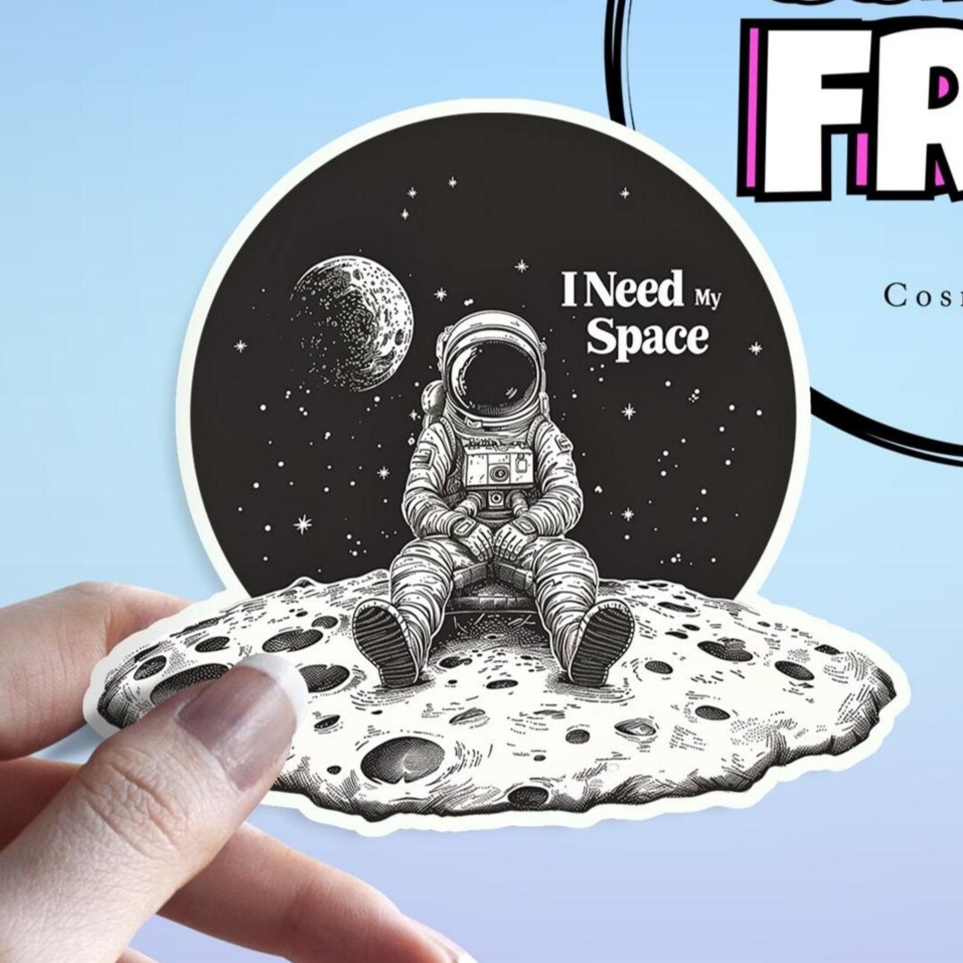Introvert Space Sticker: Astronaut I Need My Space Waterproof Moon ...
