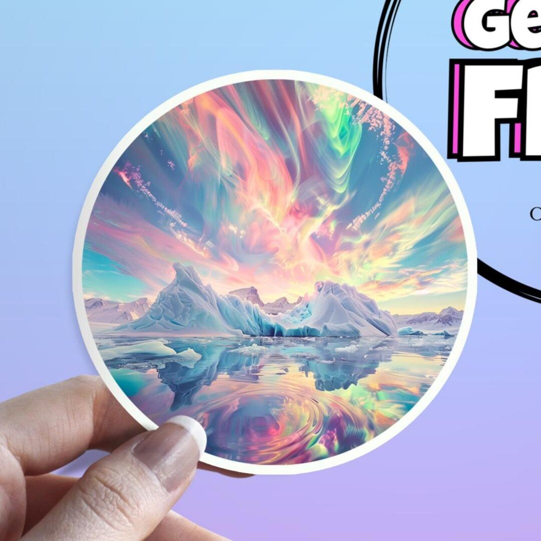 Aurora Borealis Sticker: Polar Pastel Waterproof Sticker - Psychedelic ...