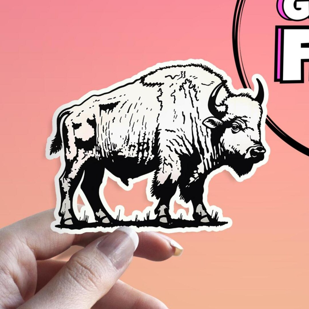 White Buffalo Sticker: Symbol of Hope, Rare Albino Bison Waterproof ...