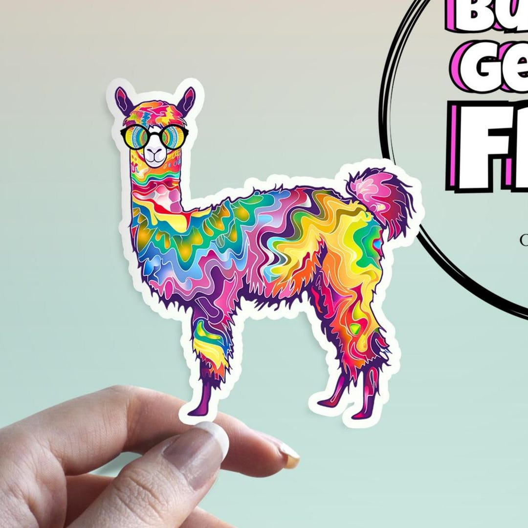 Llama Sticker: Psychedelic Alpaca Trippy Art Waterproof Animal Sticker ...