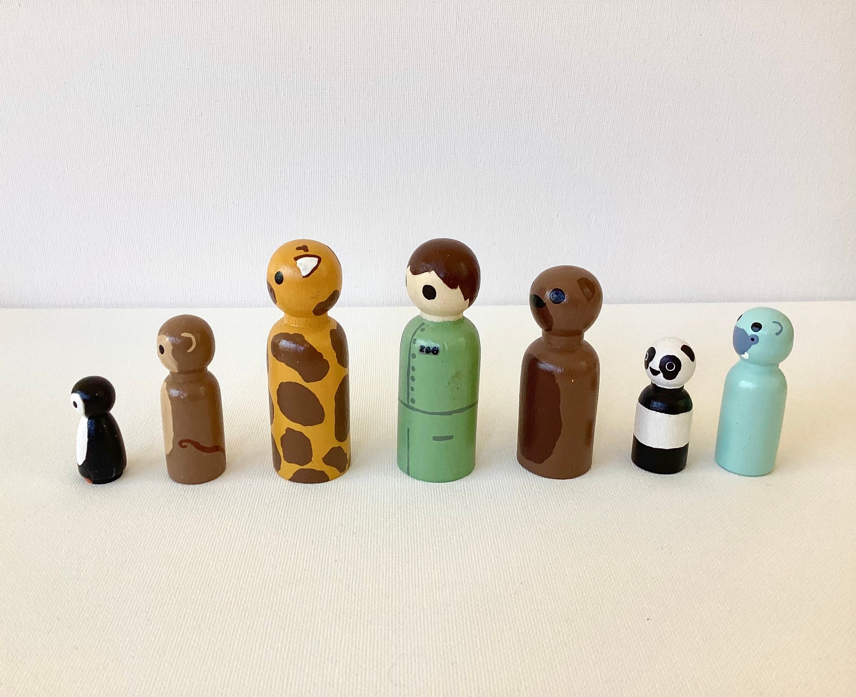 Zoo Keeper and Animals Peg Doll - Etsy