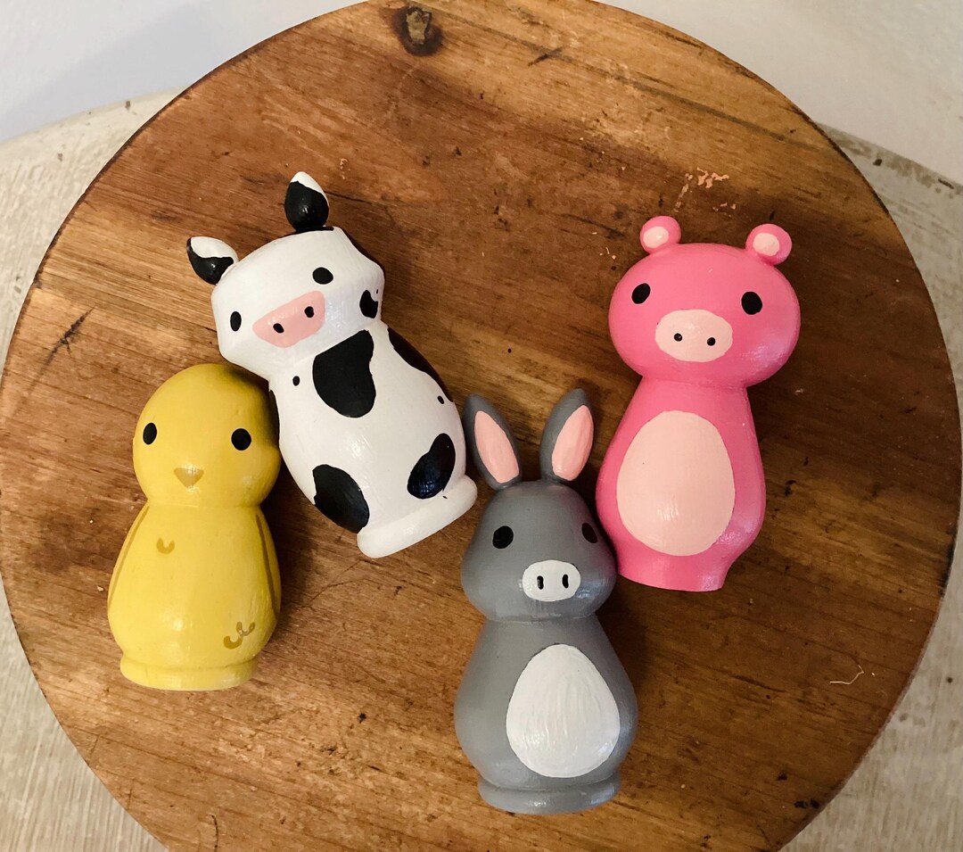 Farm Animal Peg Doll Set - Etsy