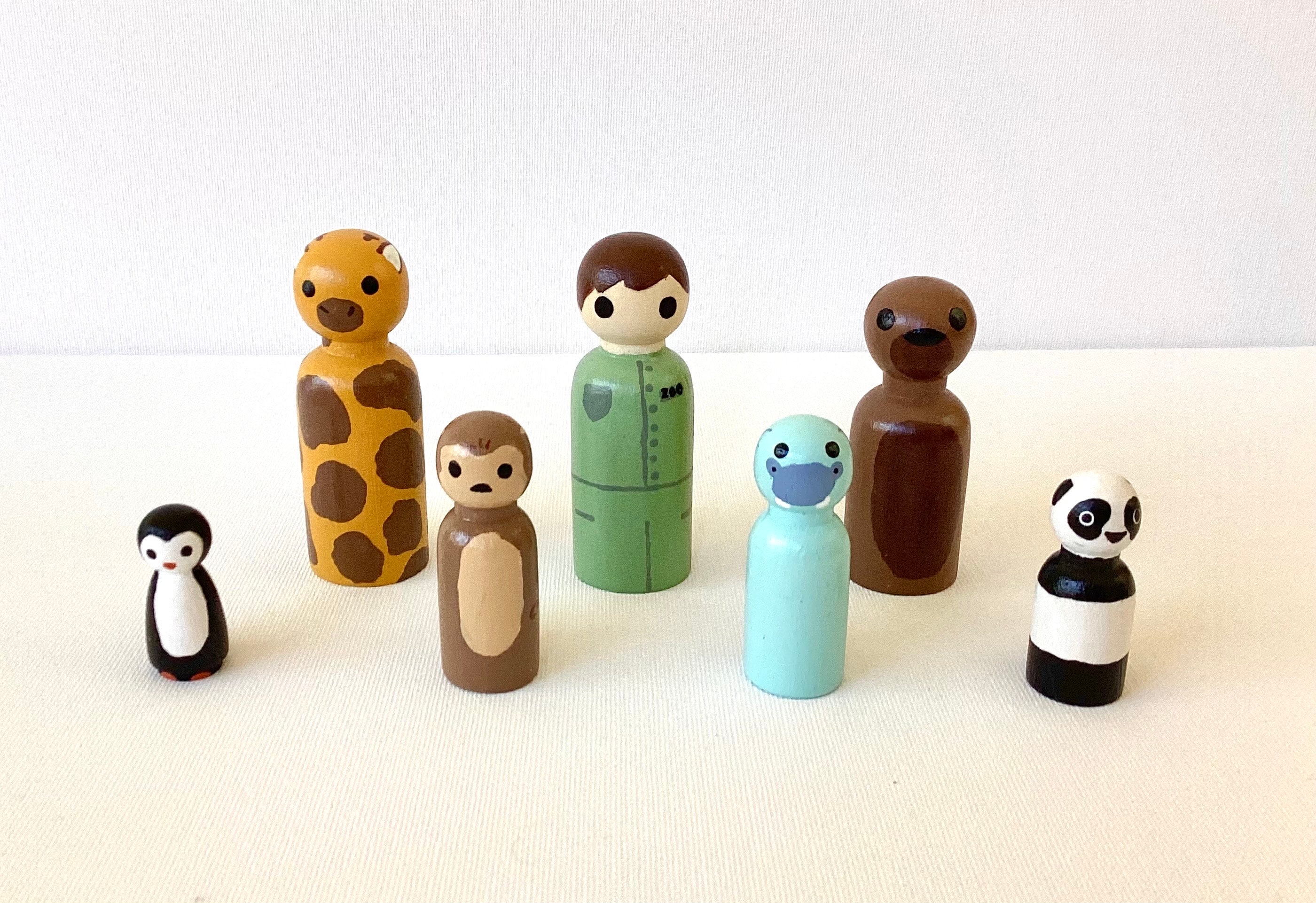 Zoo Keeper and Animals Peg Doll - Etsy