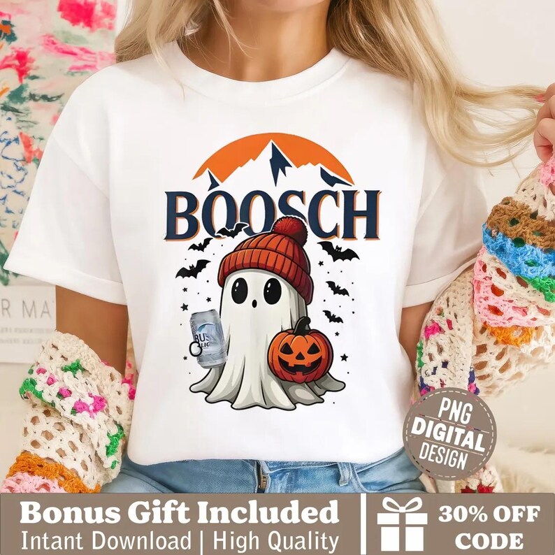 Funny Ghost Boosch Png, Cute Halloween Beer Can and Pumpkin Sublimation ...
