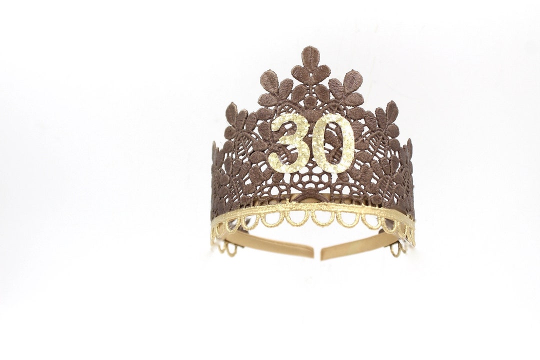 30th Birthday Lace Tiara Crown Bronze Gold Adult Cake Smash Love Crush ...