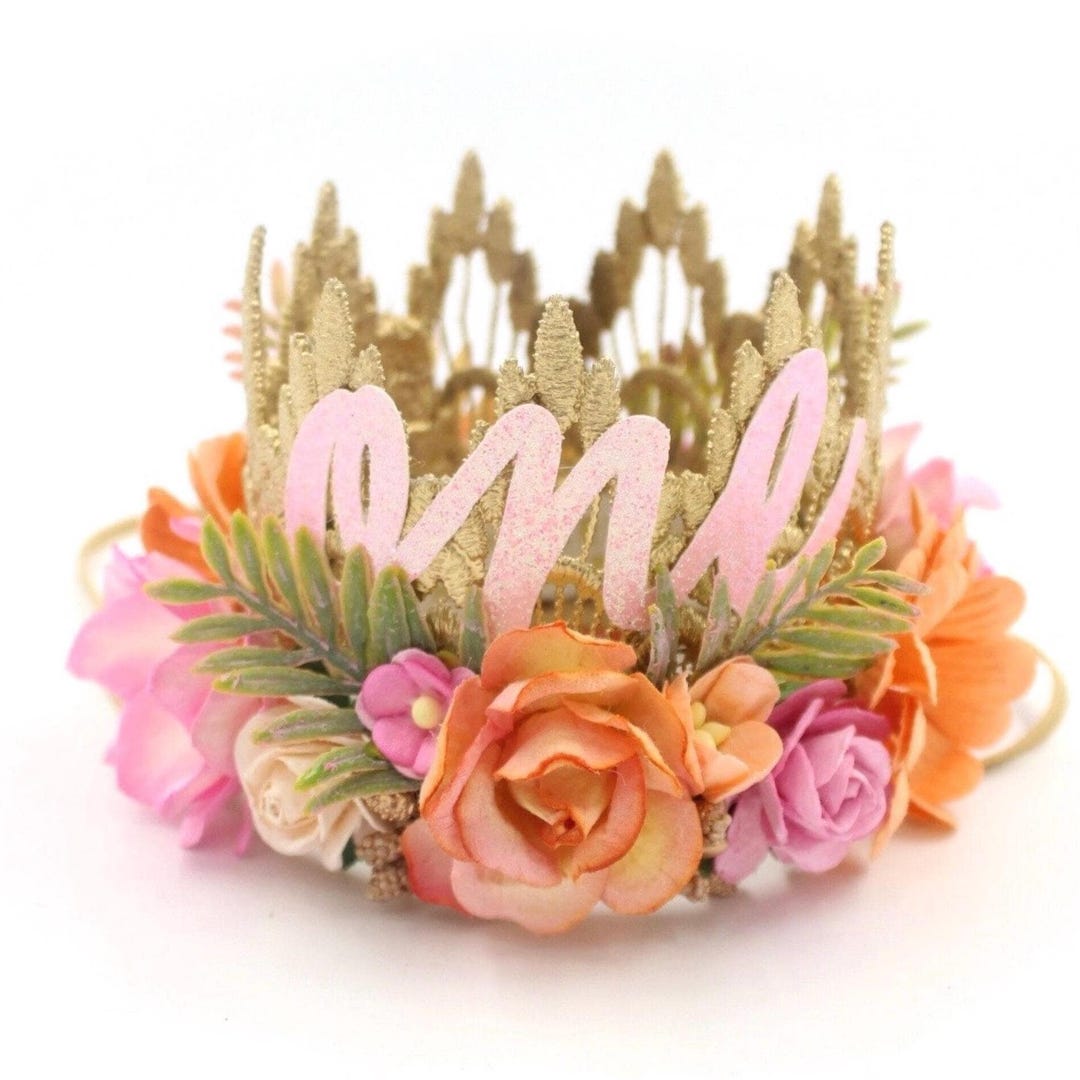 Tropical First Birthday Crown | Hawaiian Luau Flower Tiara | Baby Girl ...
