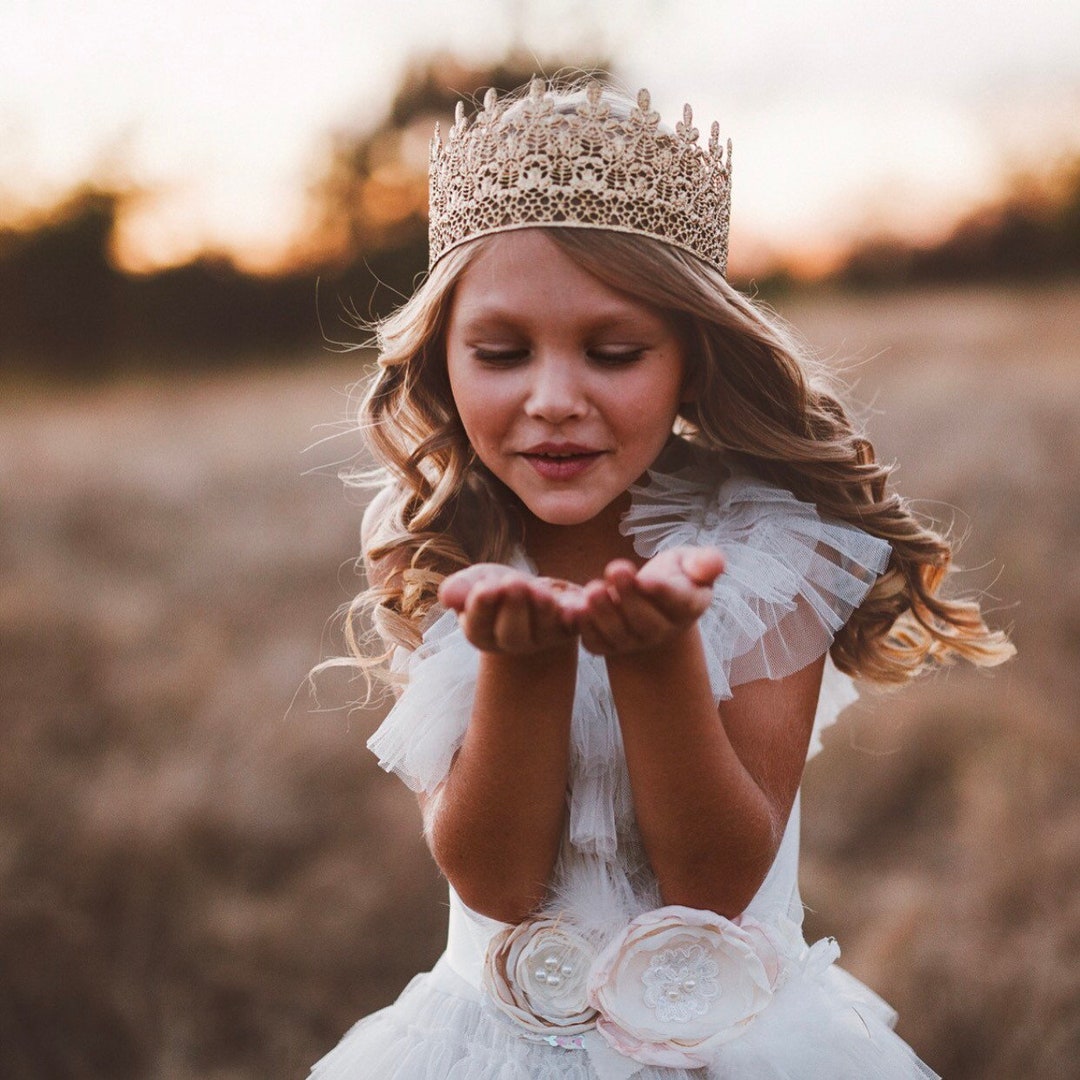 Gold Lace Crown | Girls Princess Tiara | 1st Birthday Crown ...