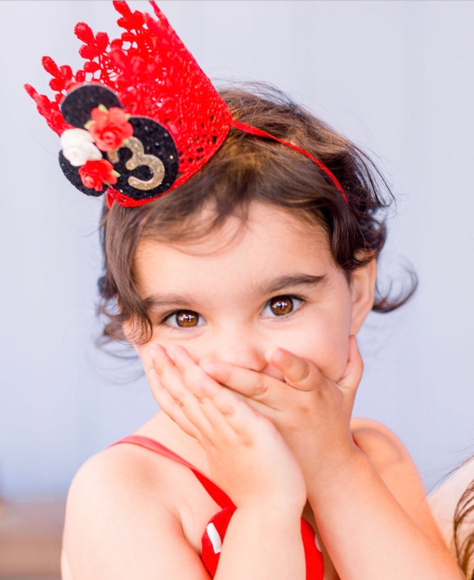Birthday Mouse MINI Red Black Lace Crown Headband Photo - Etsy