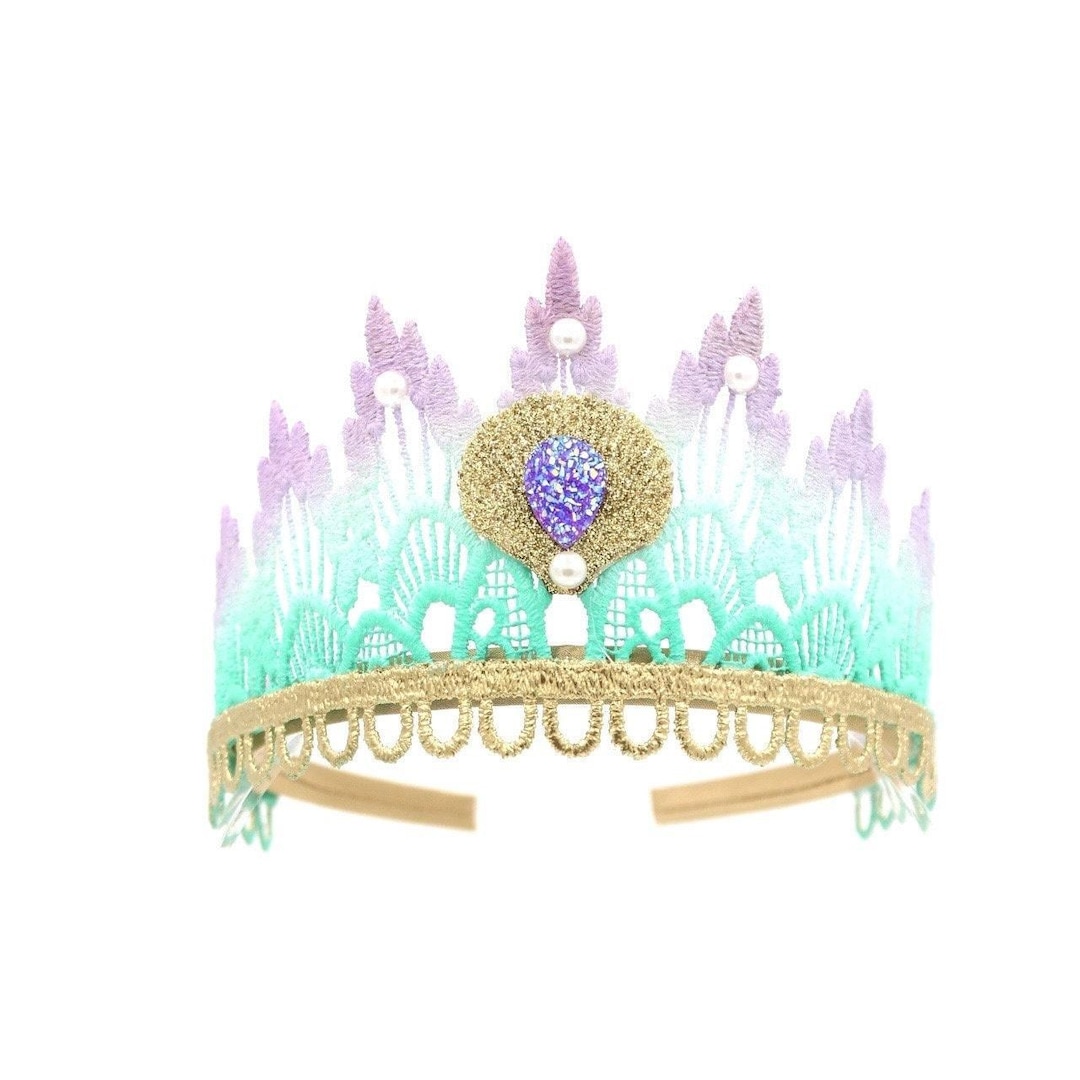 Mermaid Lace Tiara, Lavender Aqua Ombre Crown, Gold Shell Headband - Etsy