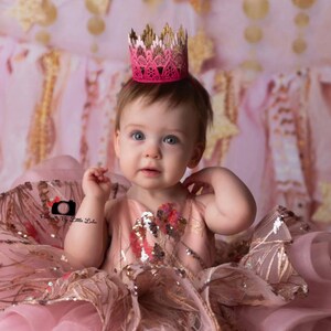 Pink Princess Crown for Baby Girls | 1st Birthday Tiara, Cake Smash Hat ...