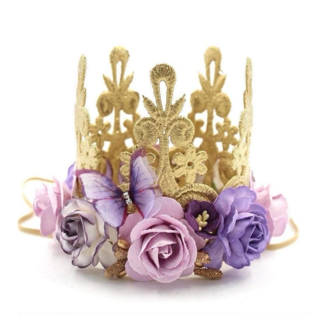 Purple Butterfly Flower Crown | 1st Birthday Crown | Flower Girl Tiara ...