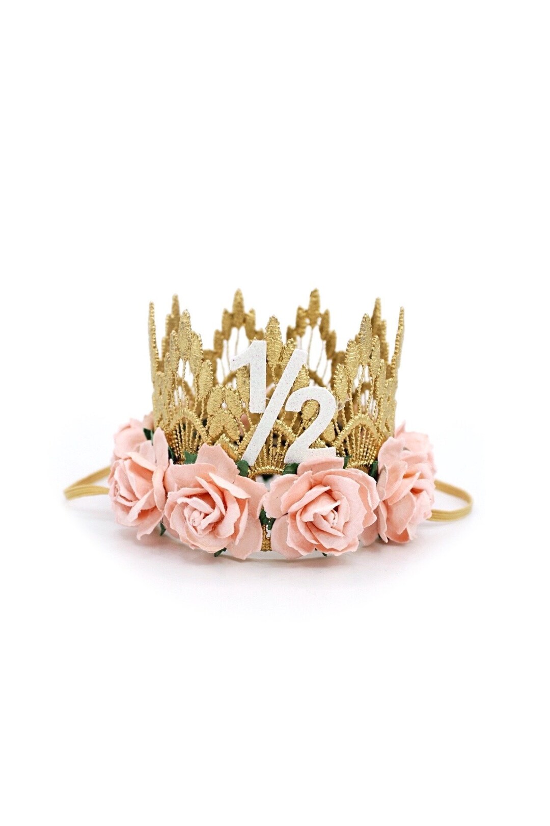 Half Birthday Crown 1/2 Birthday Party Hat MINI Sienna Gold Palest Pink ...