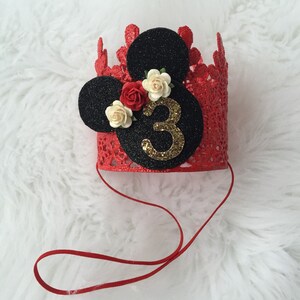 Birthday Mouse MINI Red + Black Lace Crown Headband || Photo Prop ...