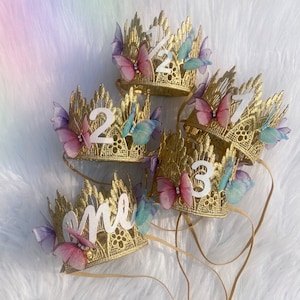 Fairy First 1st One Birthday Butterfly Mini Sienna Flower Lace Crown ...